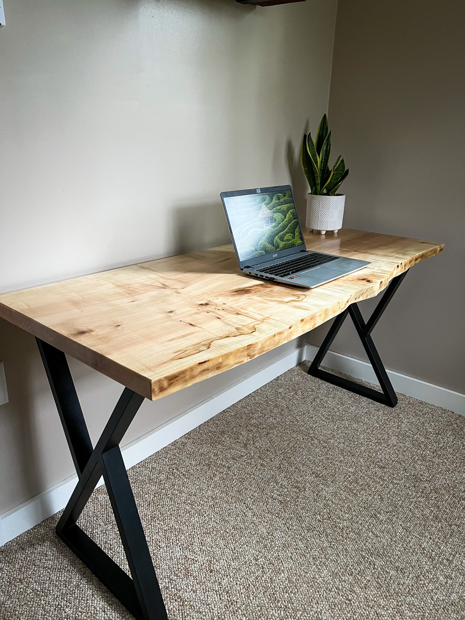 Live Edge Desk | Maple Computer Desk | Metal Legs | Maple or Walnut ...