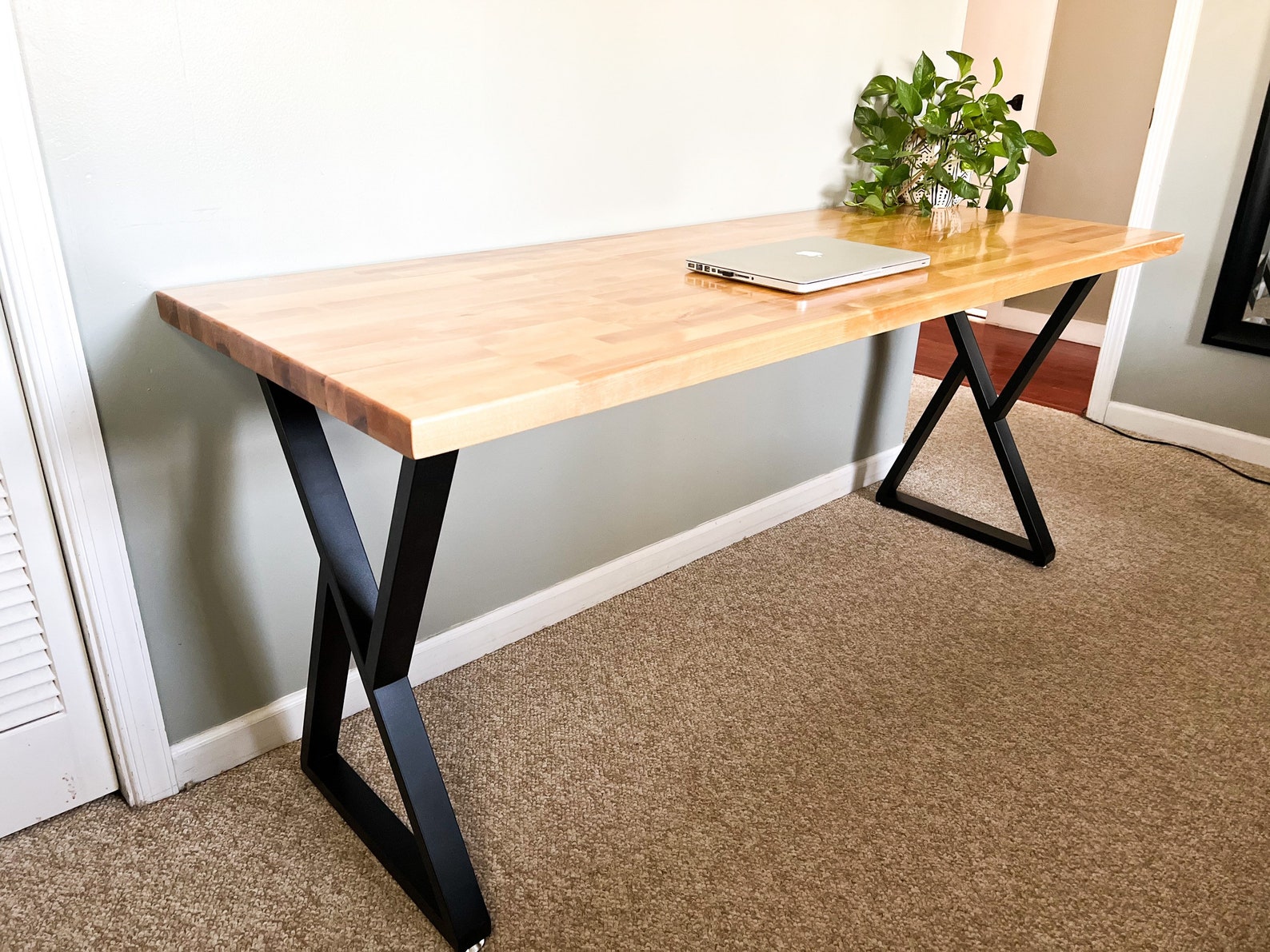 Wood Desk Heavy Duty Table Farmhouse Coffee Table Modern | Etsy