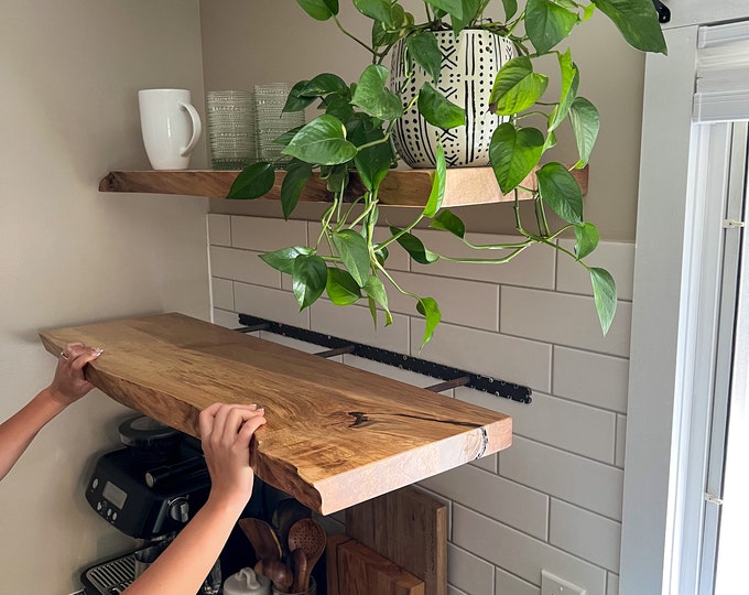 Rustic Live Edge Floating Shelf/shelves | Pantry Shelves | Bathroom ...