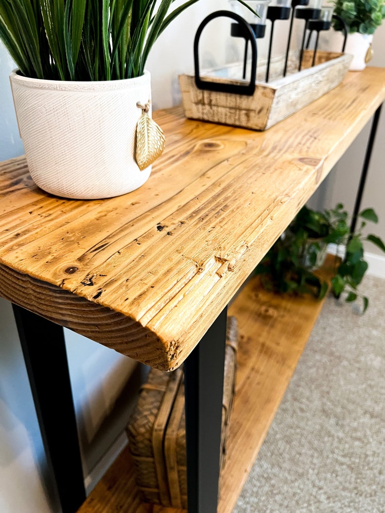 Rustic Reclaimed Wood Console Table A Frame Legs W/ Shelf - Etsy
