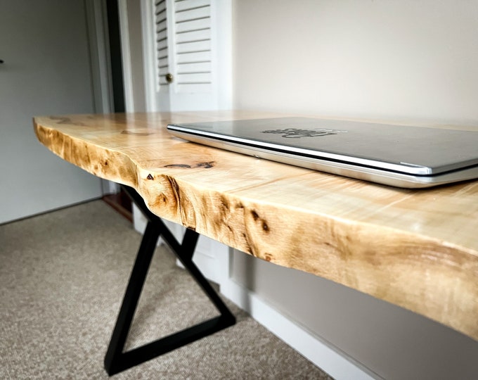 Live Edge Desk Maple Computer Desk Metal Legs Maple or - Etsy