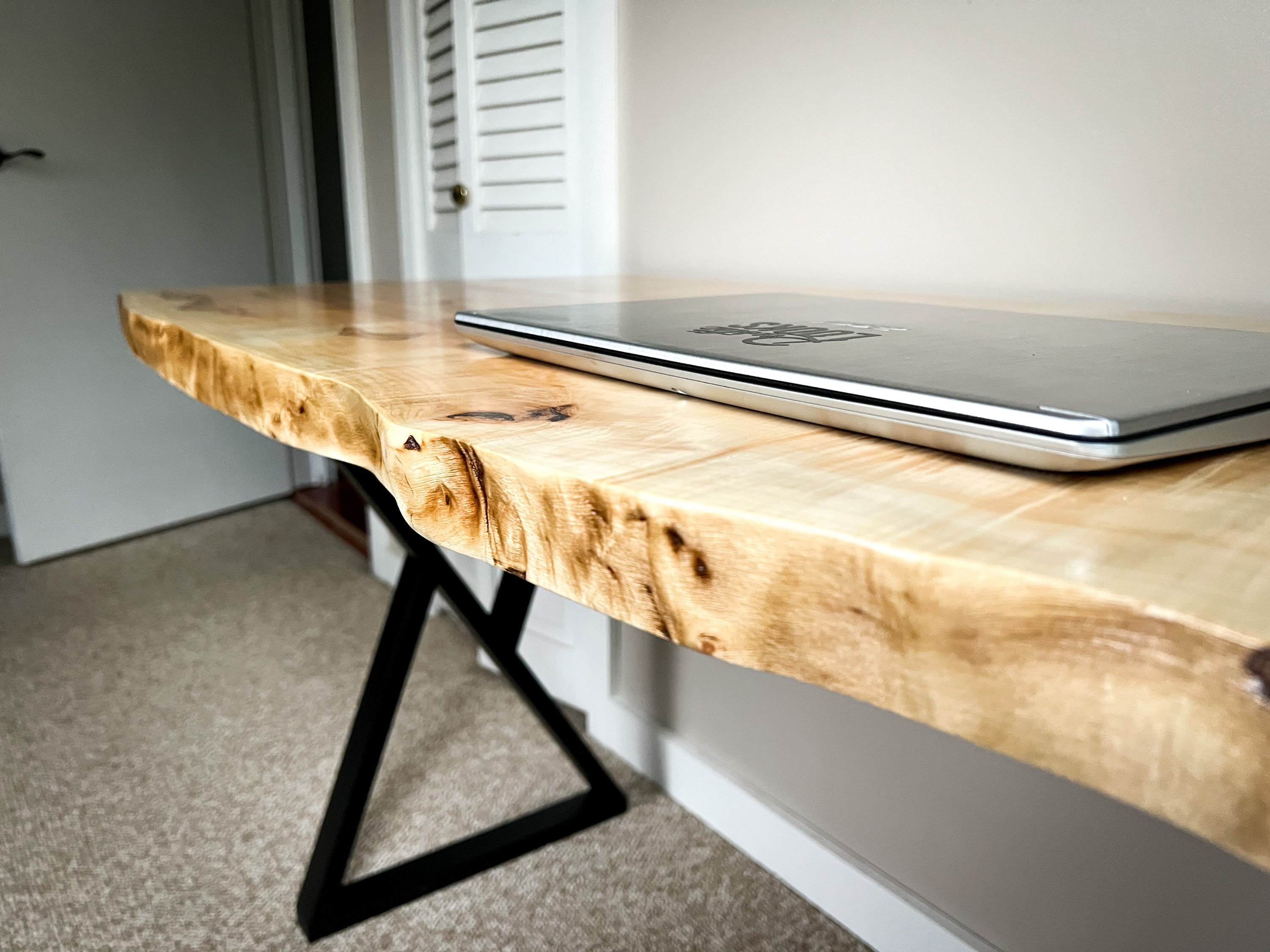 Live Edge Desk Maple Computer Desk Metal Legs Maple or - Etsy