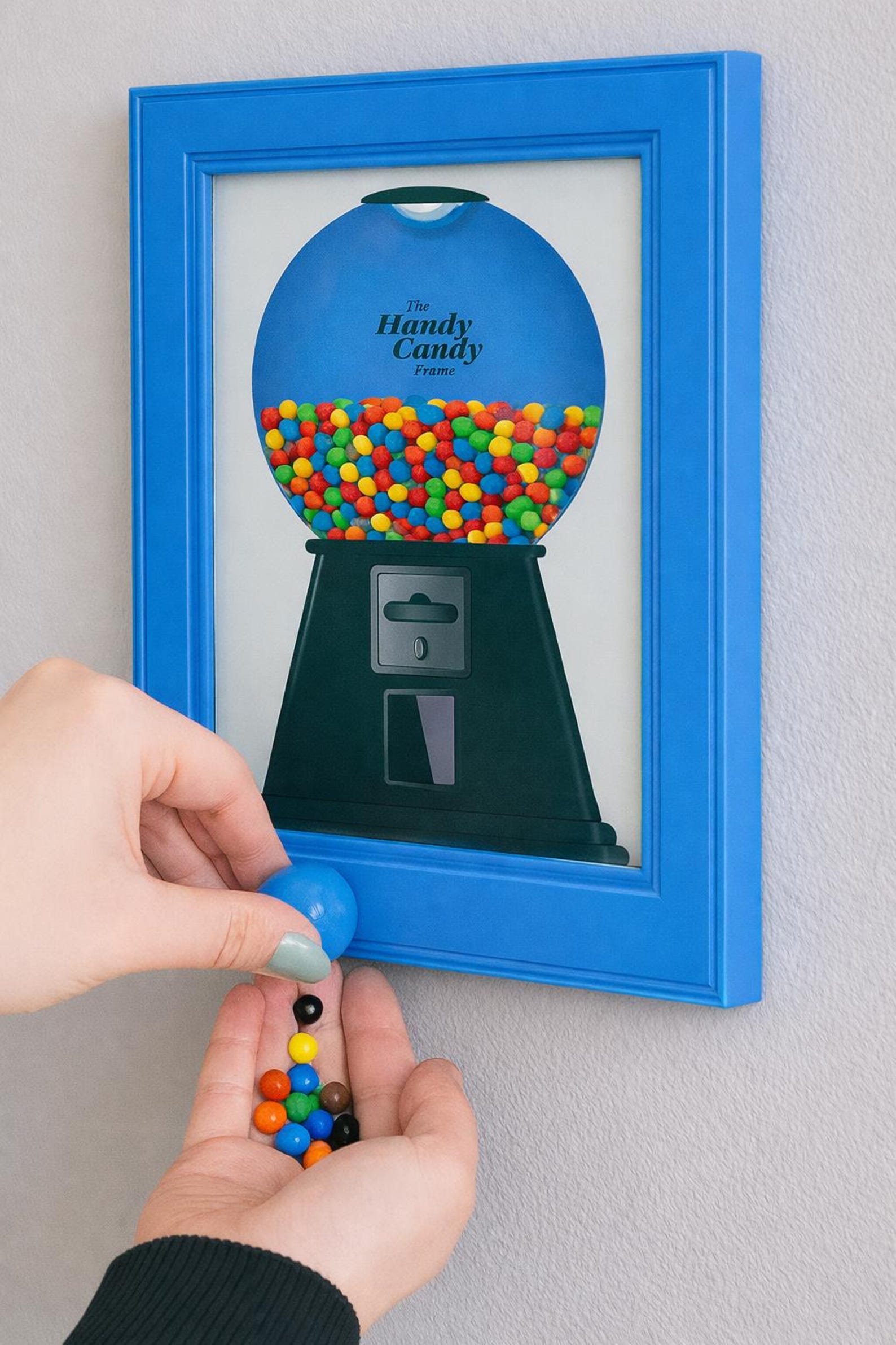 Wall Mounted Candy Dispenser Frame – Blue Gumball Style Sweet Holder ...