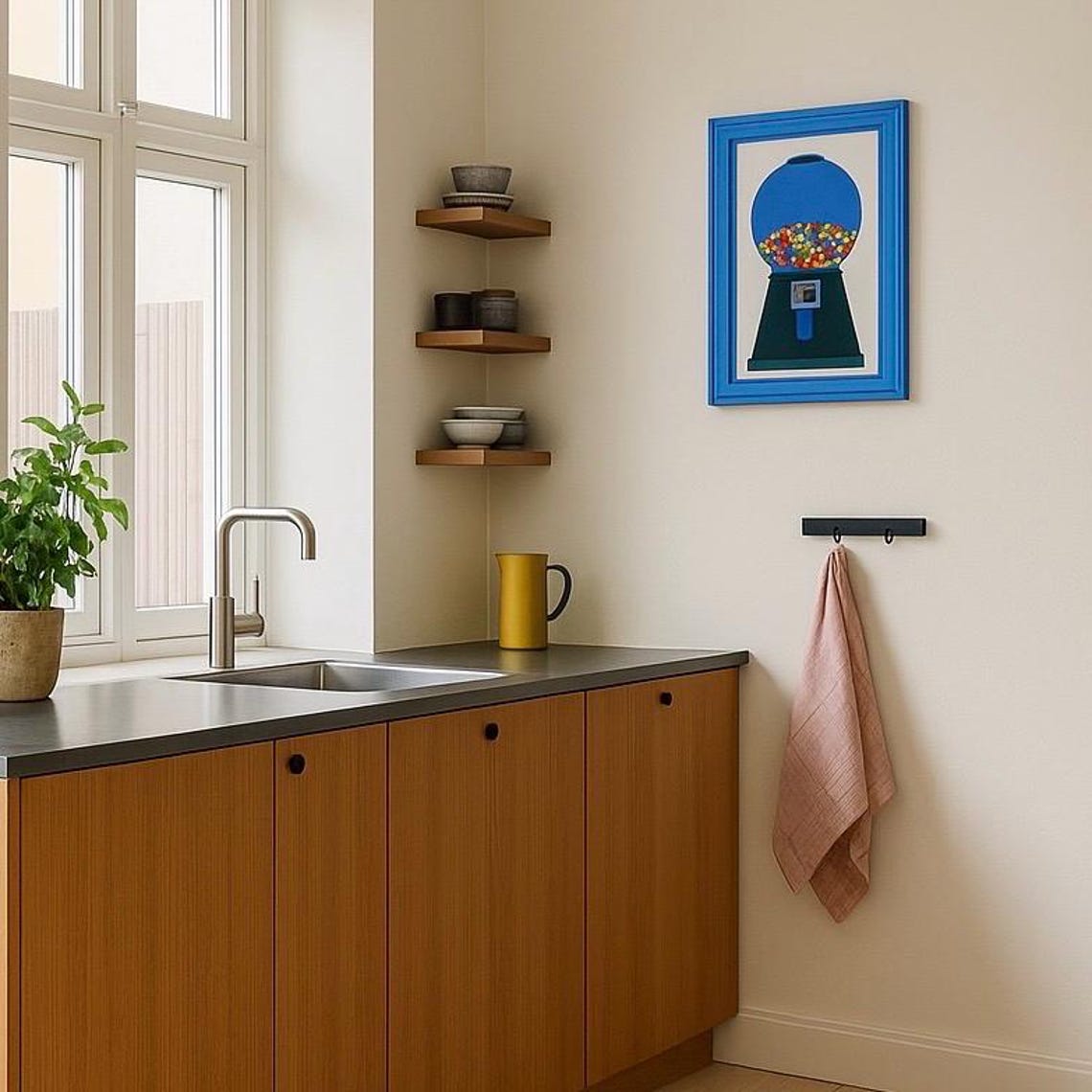 Wall Mounted Candy Dispenser Frame – Blue Gumball Style Sweet Holder ...