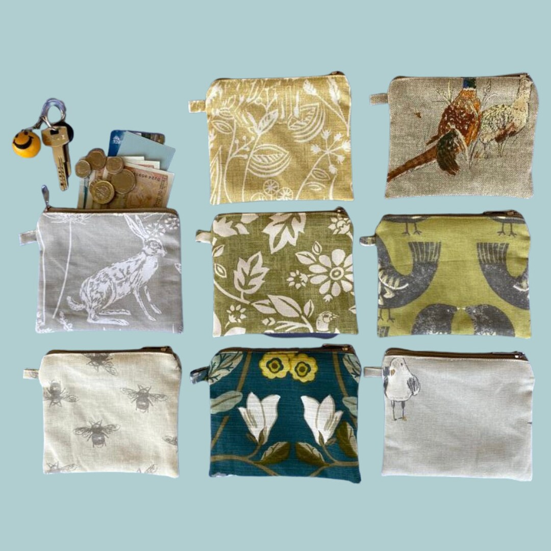 Coin Purse Fabric Zipper Bag 100% Cotton Keychain Pouches - Etsy