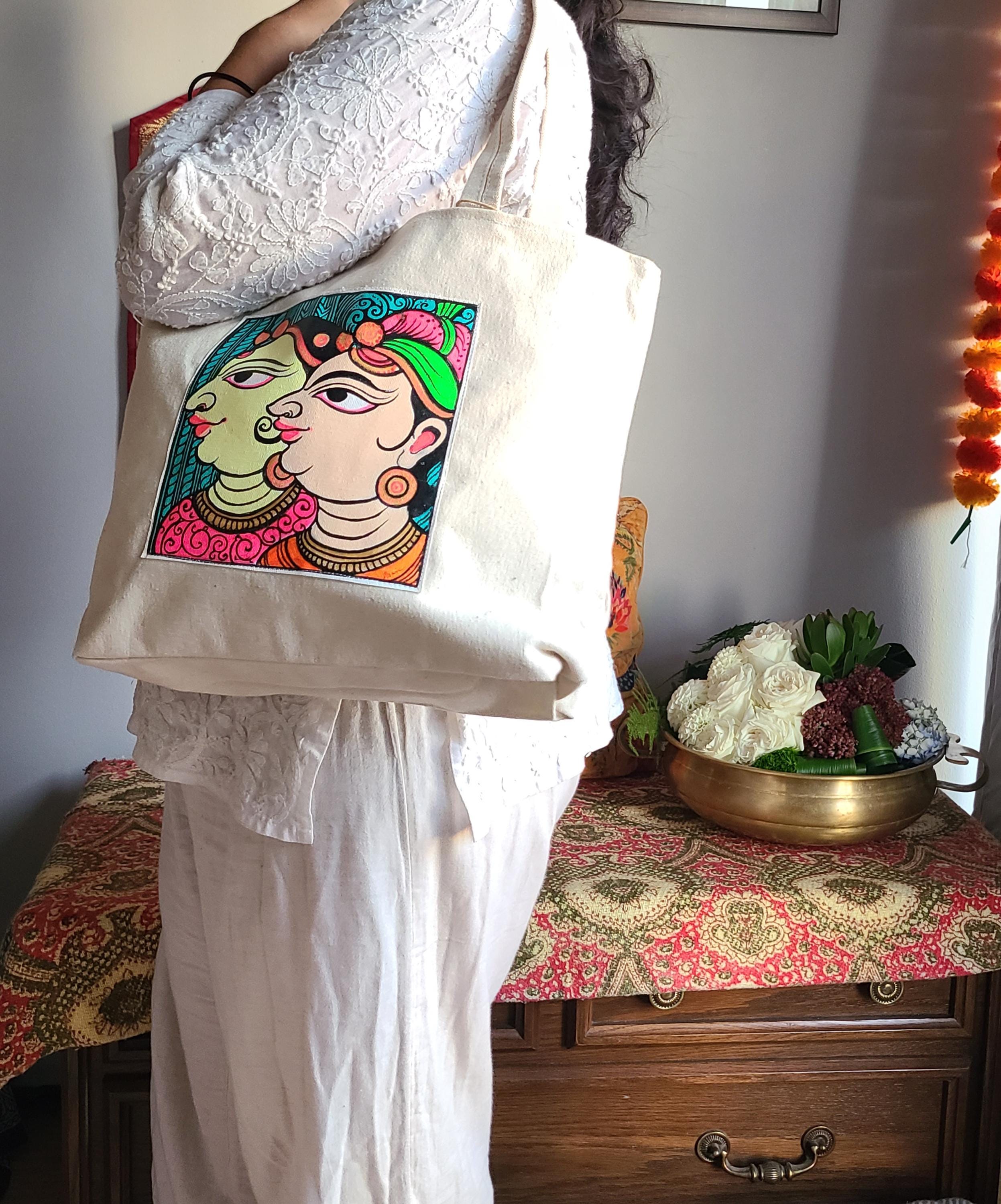 Hand Painted Bags, Canvas Tote Bags, Pattachitra Hand Painting Bags ...