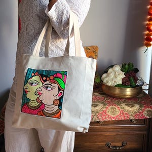 Hand Painted Bags, Canvas Tote Bags, Pattachitra Hand Painting Bags ...