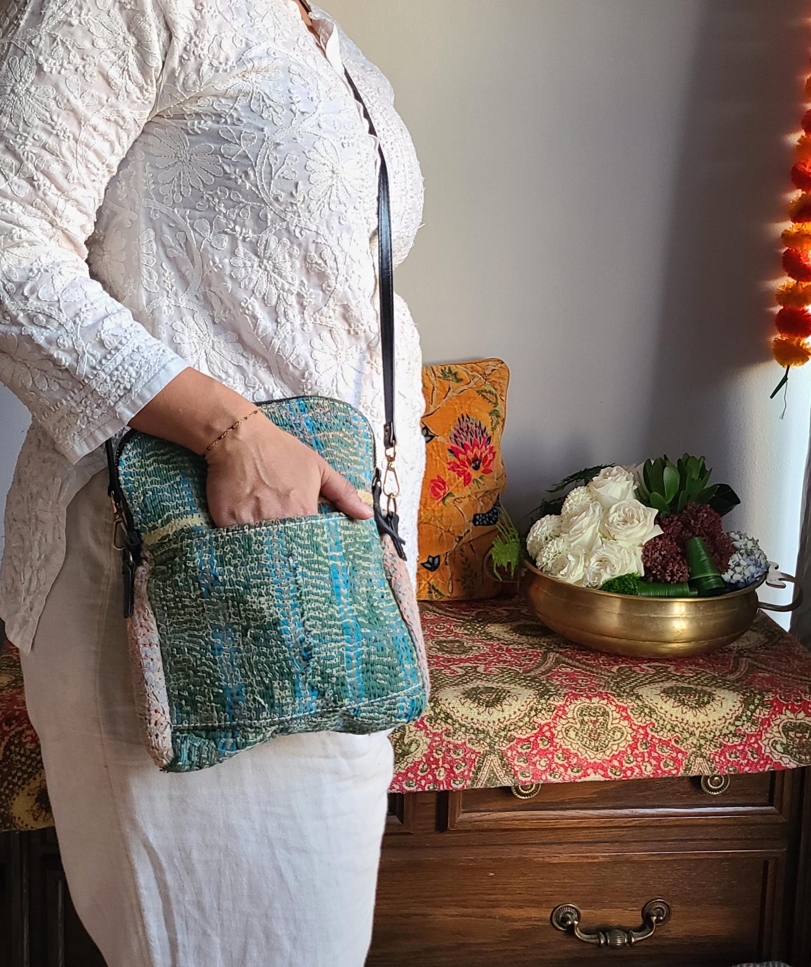 Indigo Kantha Cotton Sling Bag, Eco Friendly Patchwork - Etsy