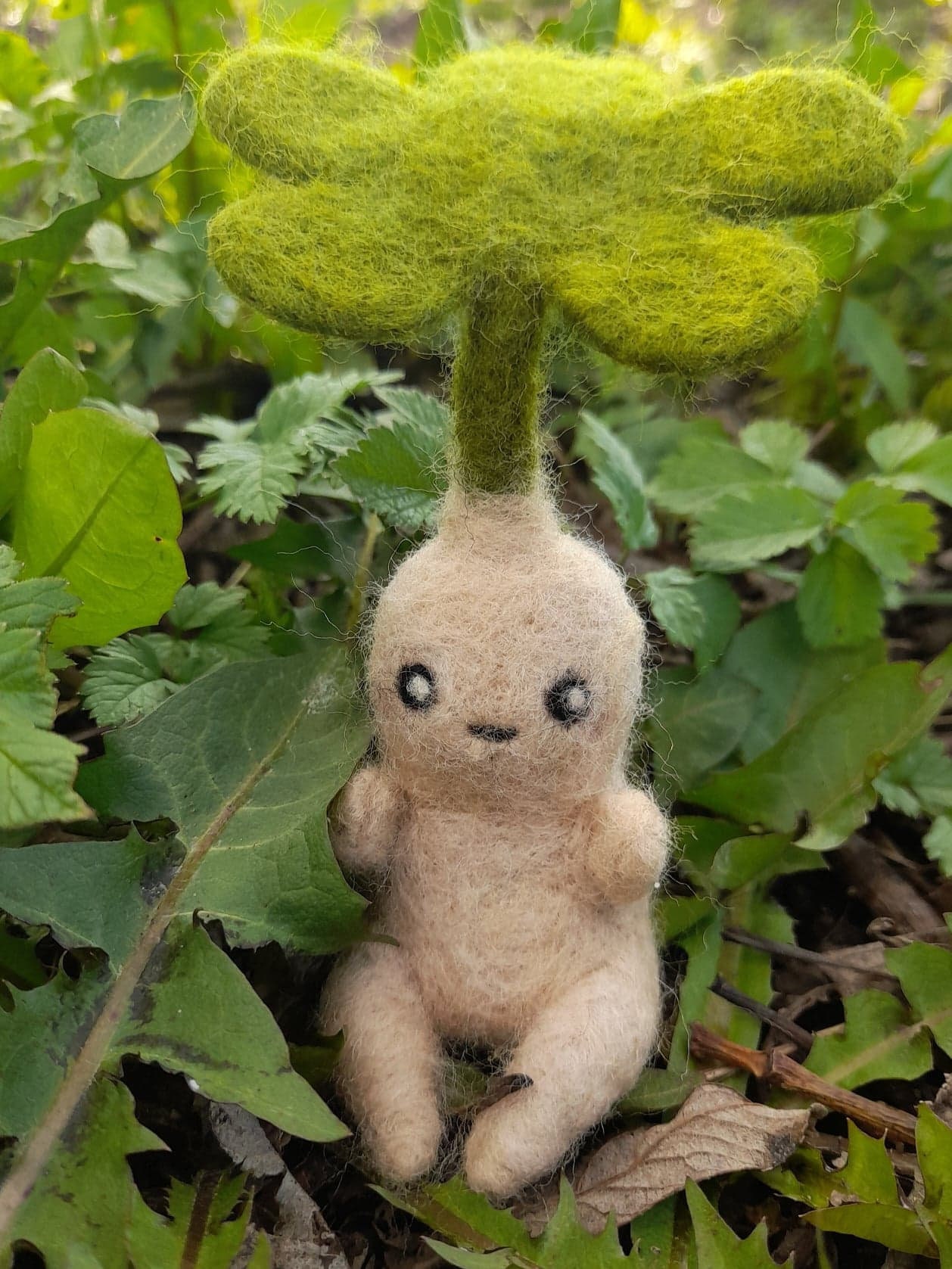 Needle Felted Chibi Mandrake With Poseable Leaf - Etsy