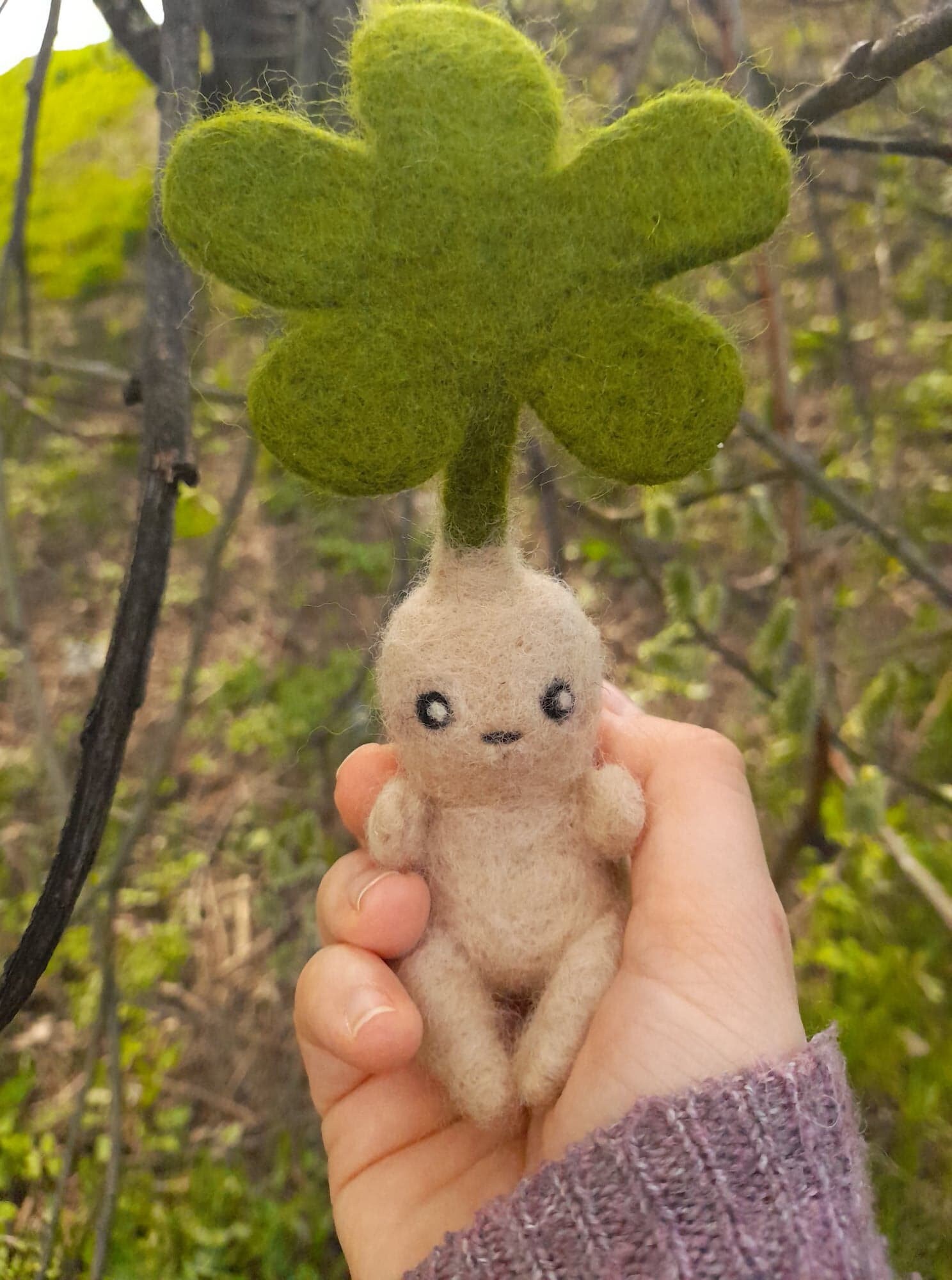 Needle Felted Chibi Mandrake With Poseable Leaf - Etsy