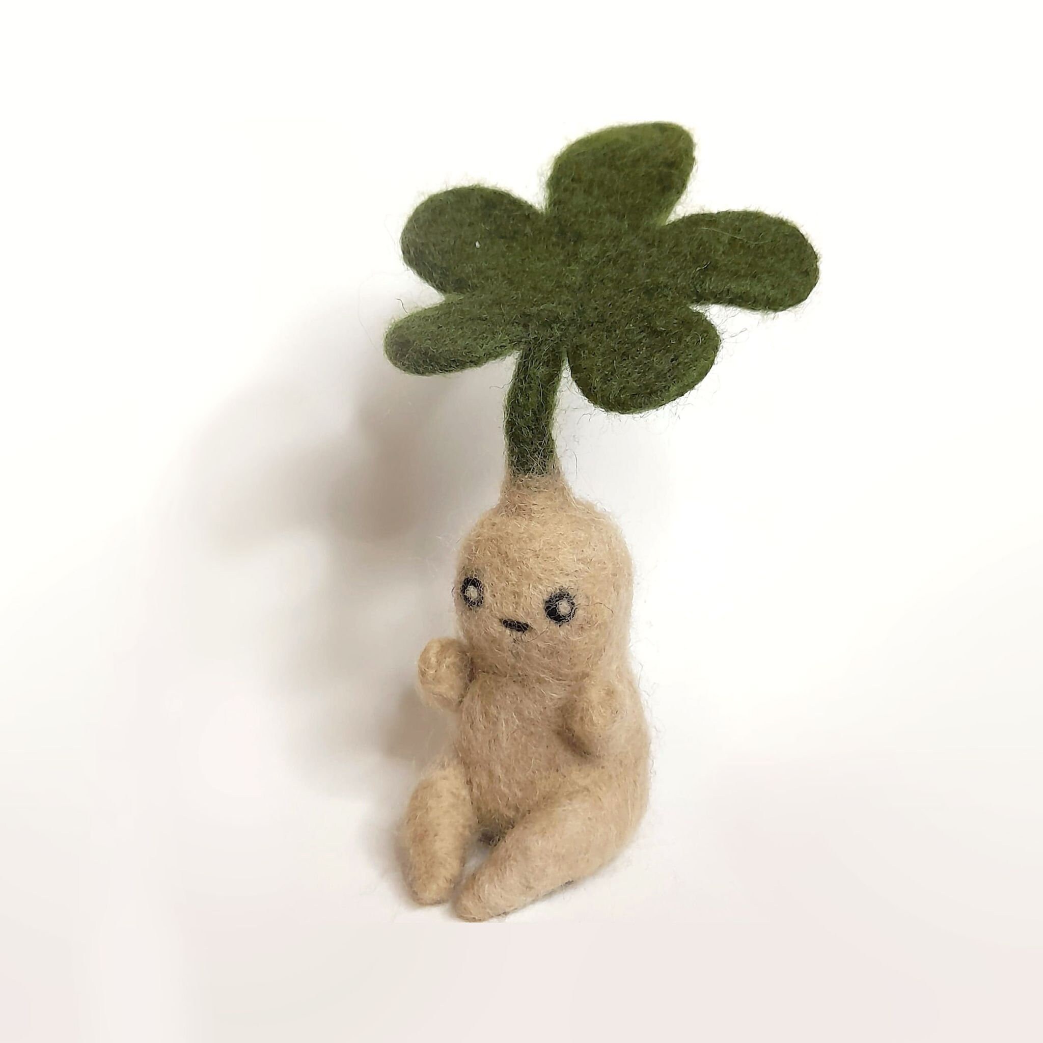 Needle Felted Chibi Mandrake With Poseable Leaf - Etsy