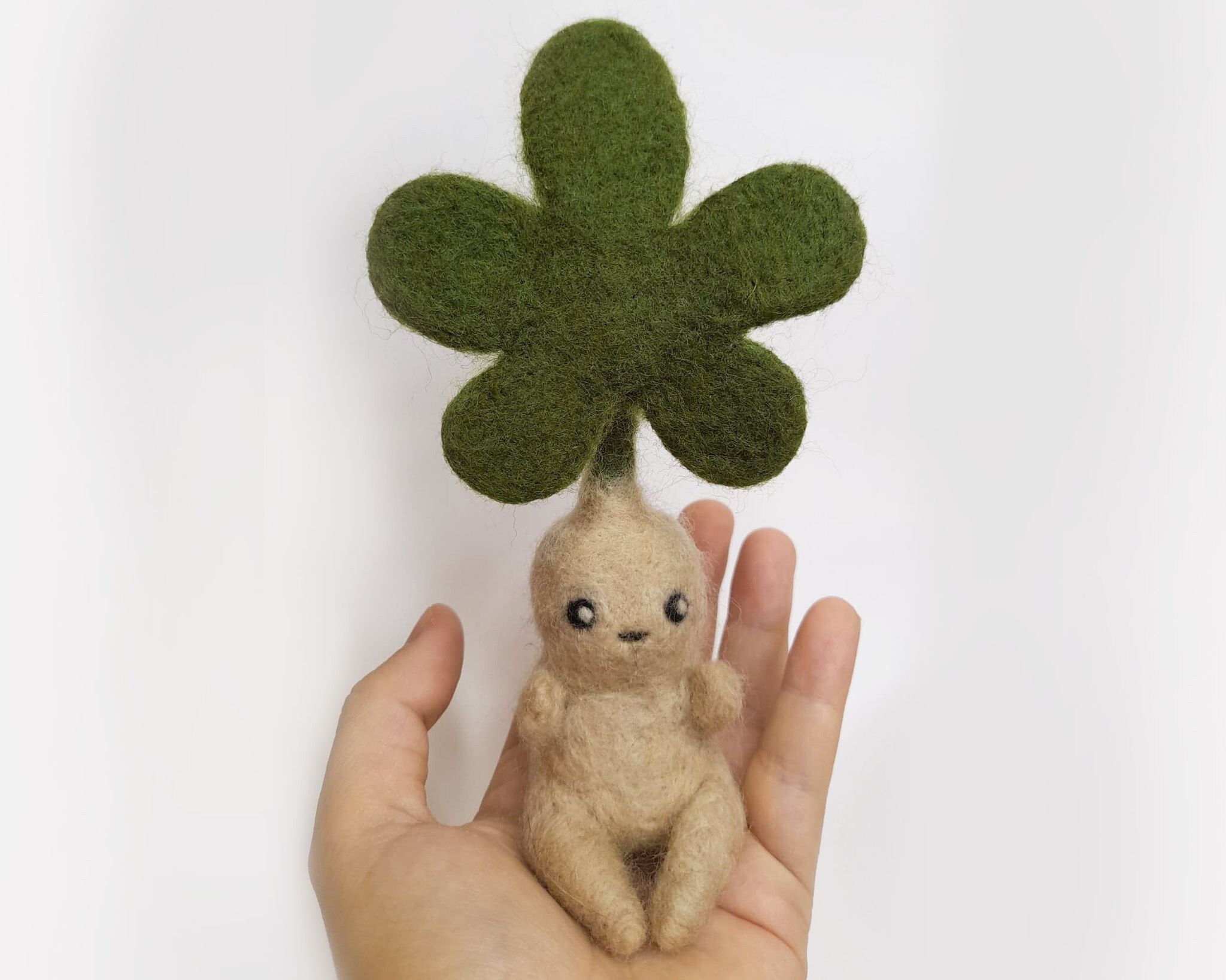 Needle Felted Chibi Mandrake With Poseable Leaf - Etsy