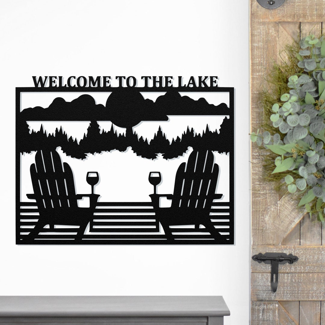 Welcome to the Lake Sign ~ Metal Porch Sign - Outdoor Sign - Front Door ...