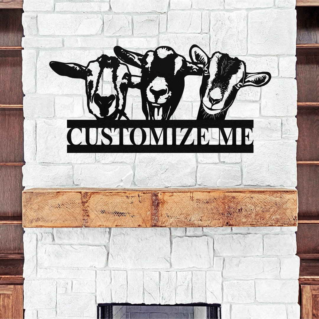 Cute Goat Personalized Family Name Sign ~ Metal Porch Sign | Metal Gate ...