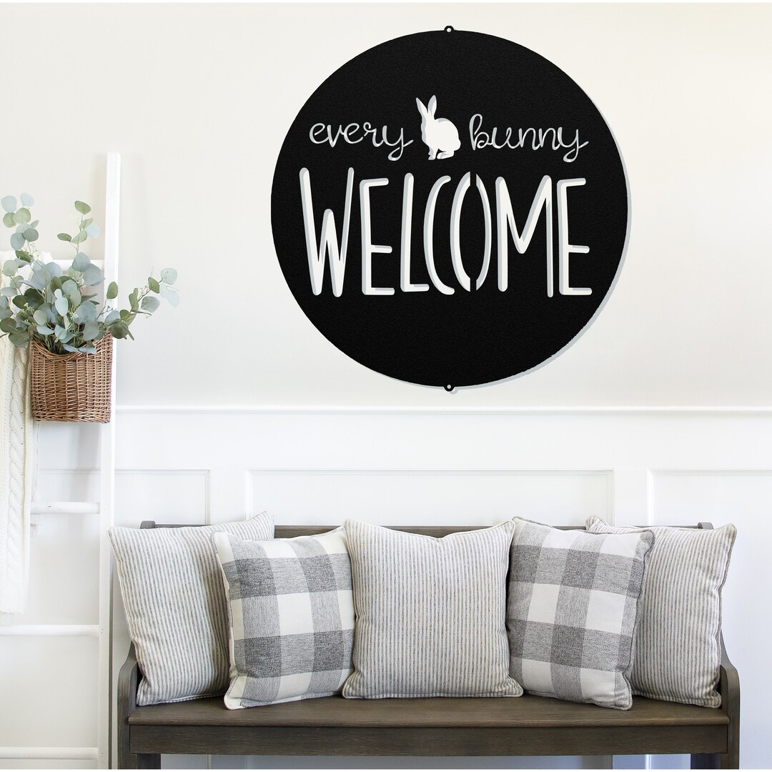 Every Bunny Welcome Sign ~ Metal Porch Sign | Front Door Sign ...