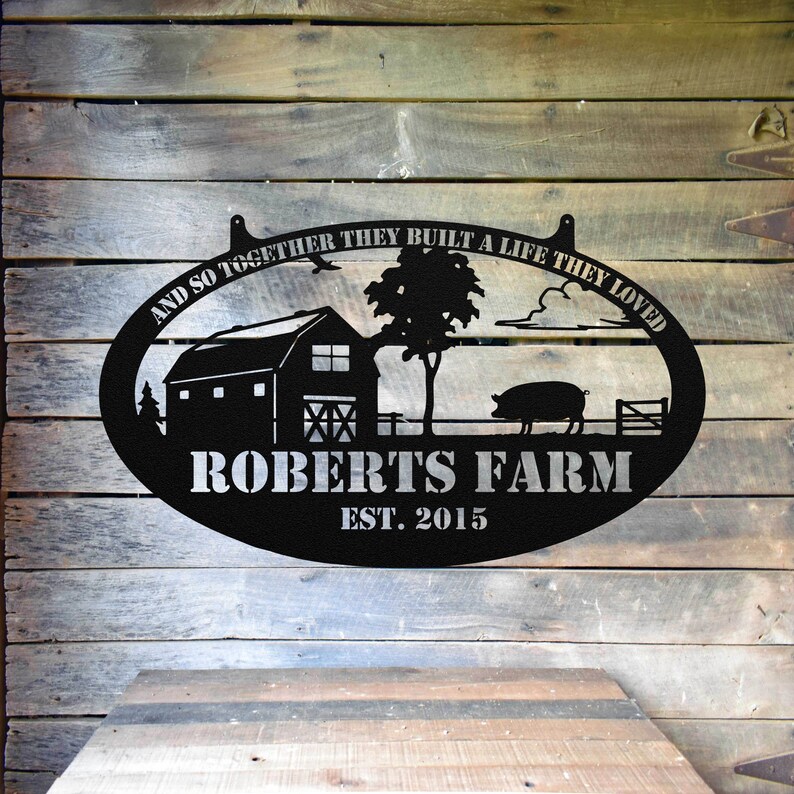 Pig Farm Monogram Sign ~ Metal Porch Sign | Metal Gate Sign | Farm ...
