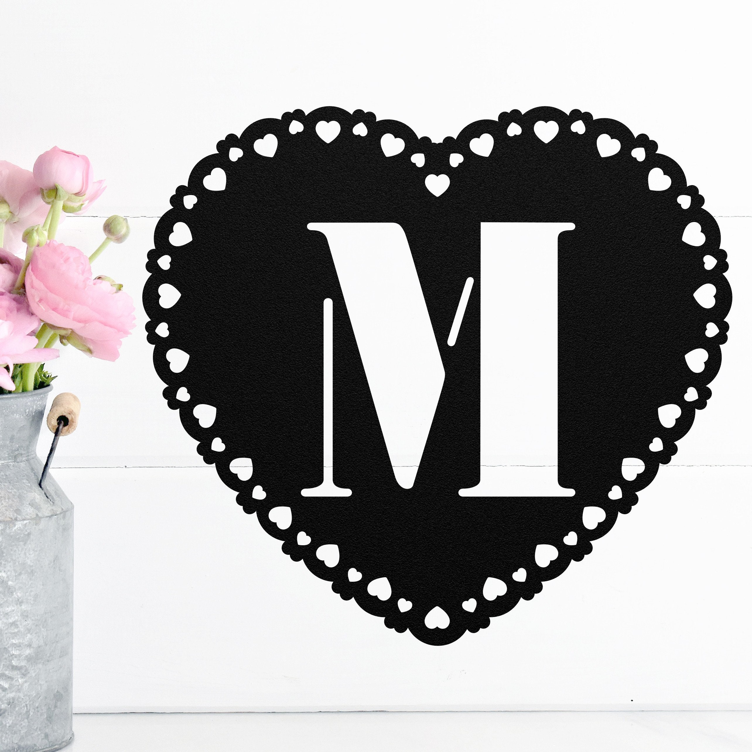 Monogram Heart Sign Metal Porch Sign Front Door Sign | Etsy