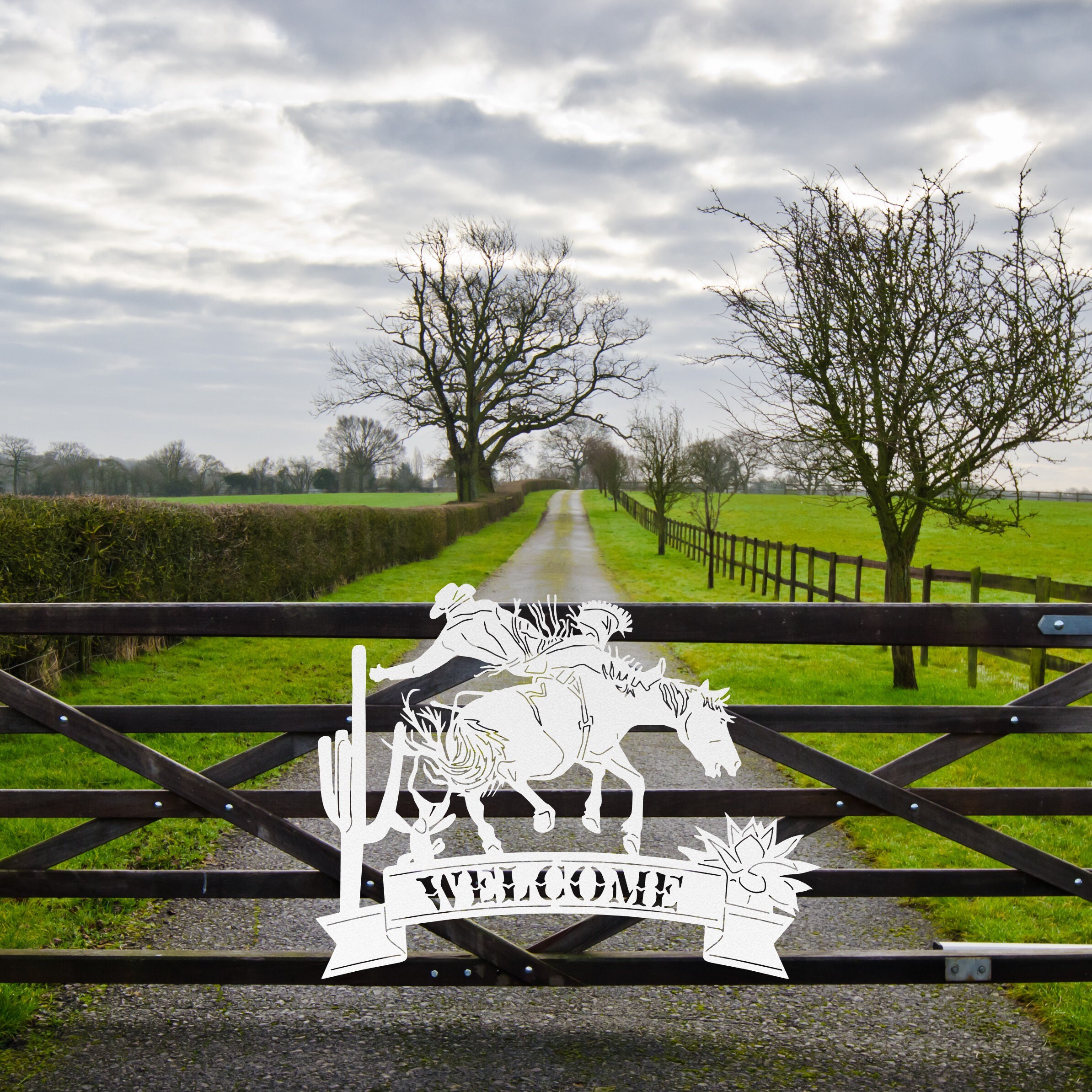 Welcome Cowboy Sign ~ Metal Porch Sign | Metal Gate Sign | Farm ...
