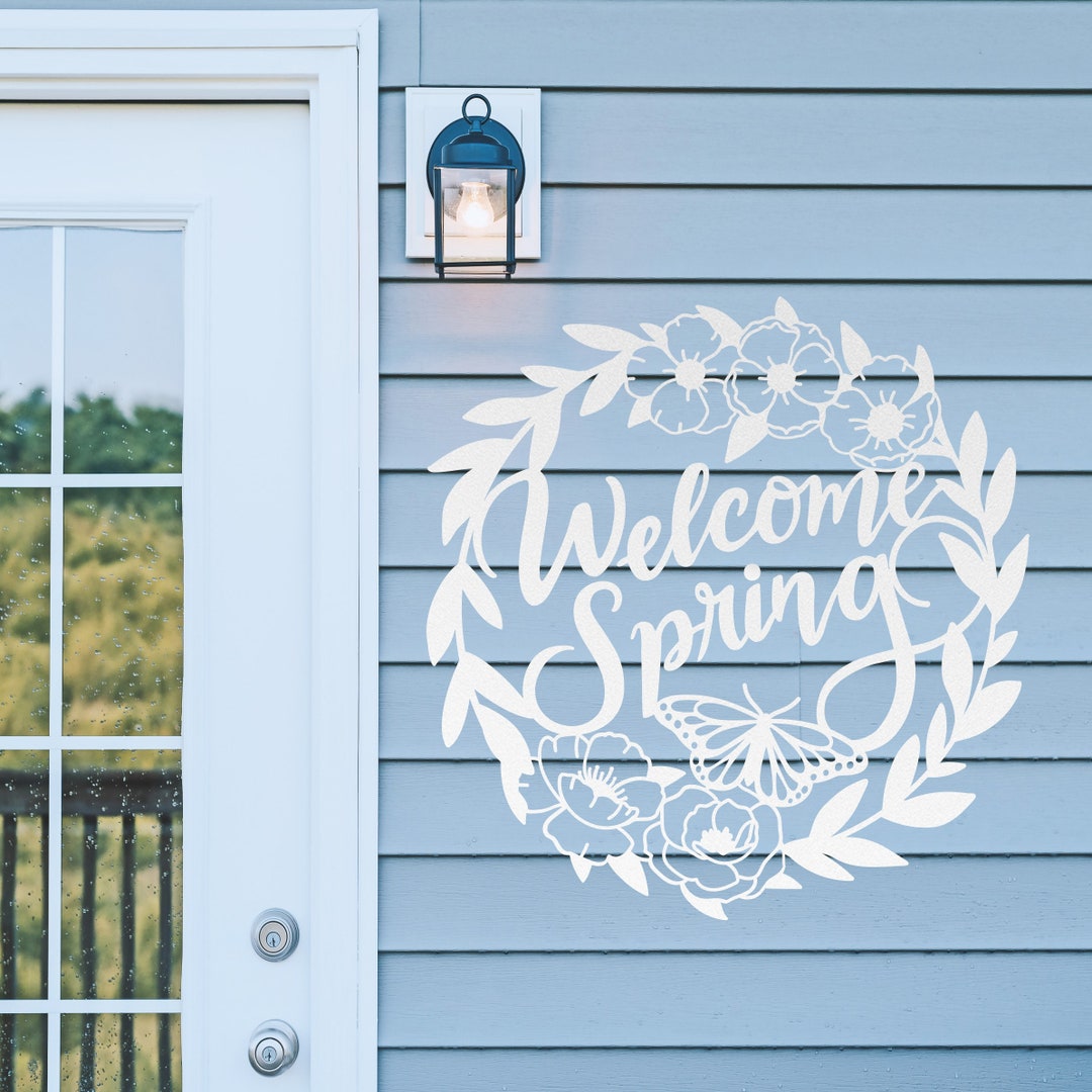 Welcome Spring Sign ~ Metal Porch Sign | Front Door Sign | Personalized ...