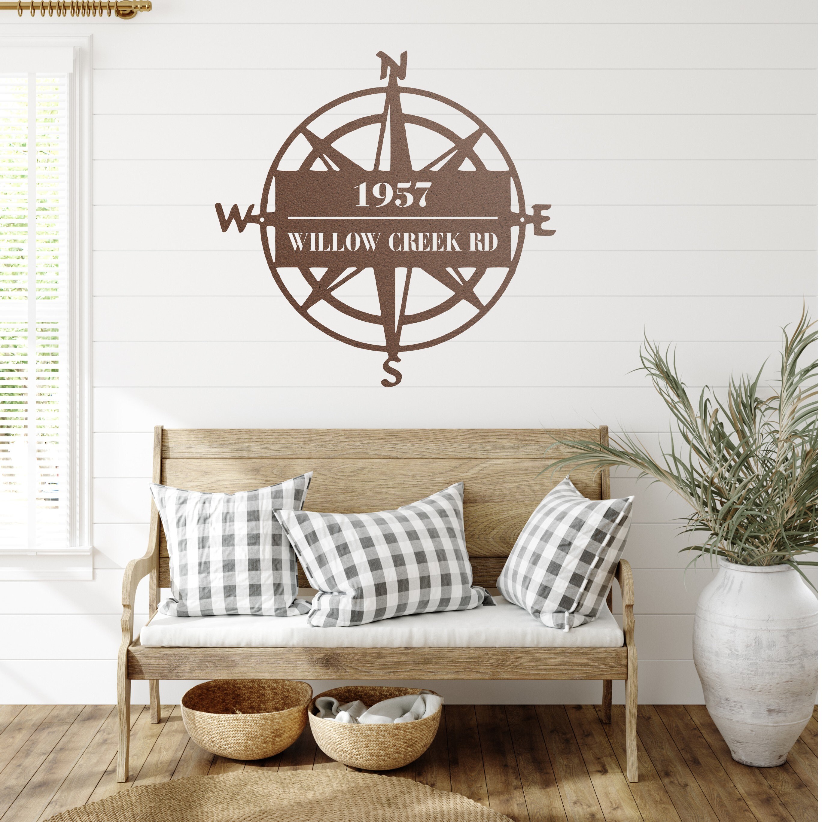 Compass House Address Sign Metal Porch Sign House Number - Etsy