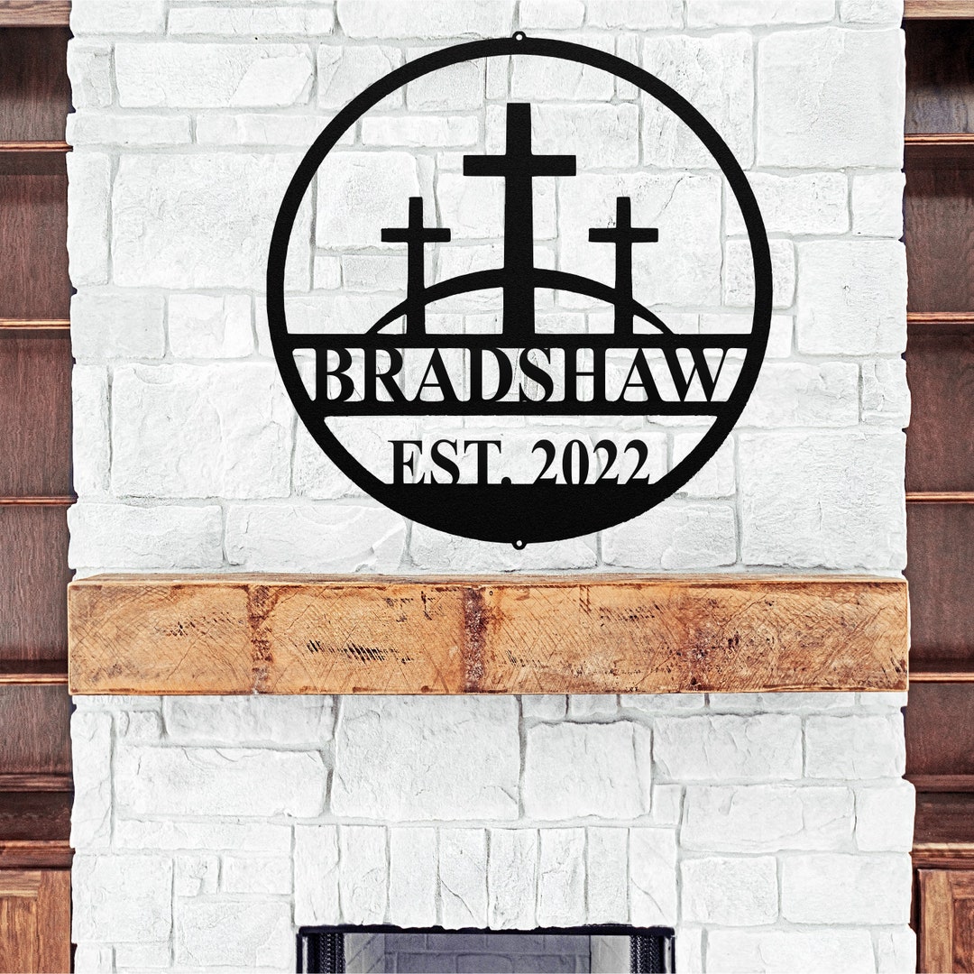 Custom Christian Cross Metal Sign ~ Metal Porch Sign | Front Door Sign ...