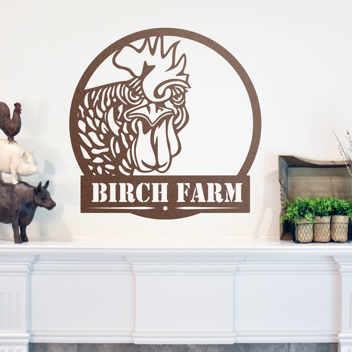 Monogram Chicken Farm Sign ~ Metal Porch Sign | Metal Gate Sign | Farm ...