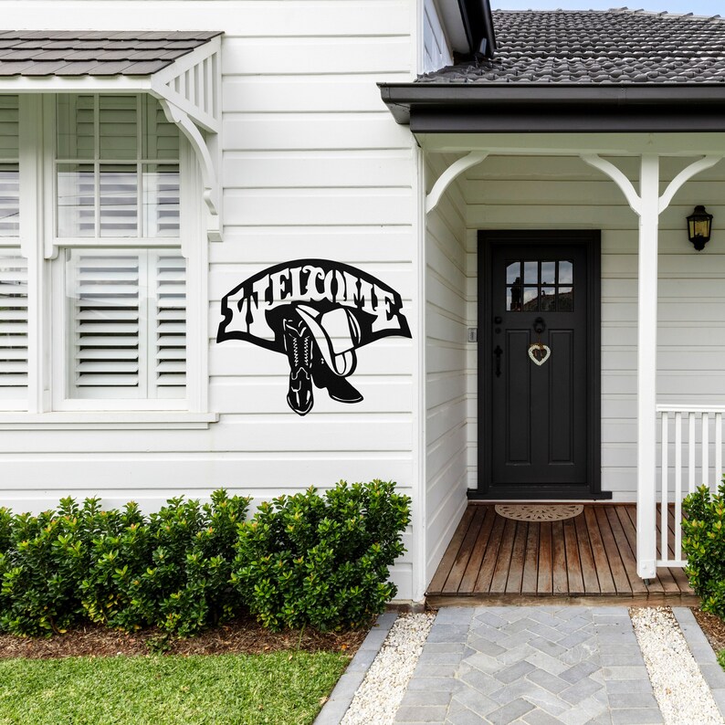 Welcome Cowboy Sign Metal Porch Sign Metal Gate Sign | Etsy