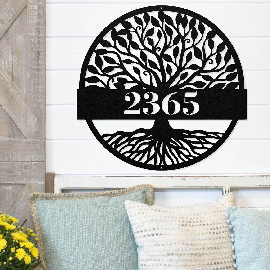 Family Tree House Number Sign Metal Porch Sign House Number - Etsy