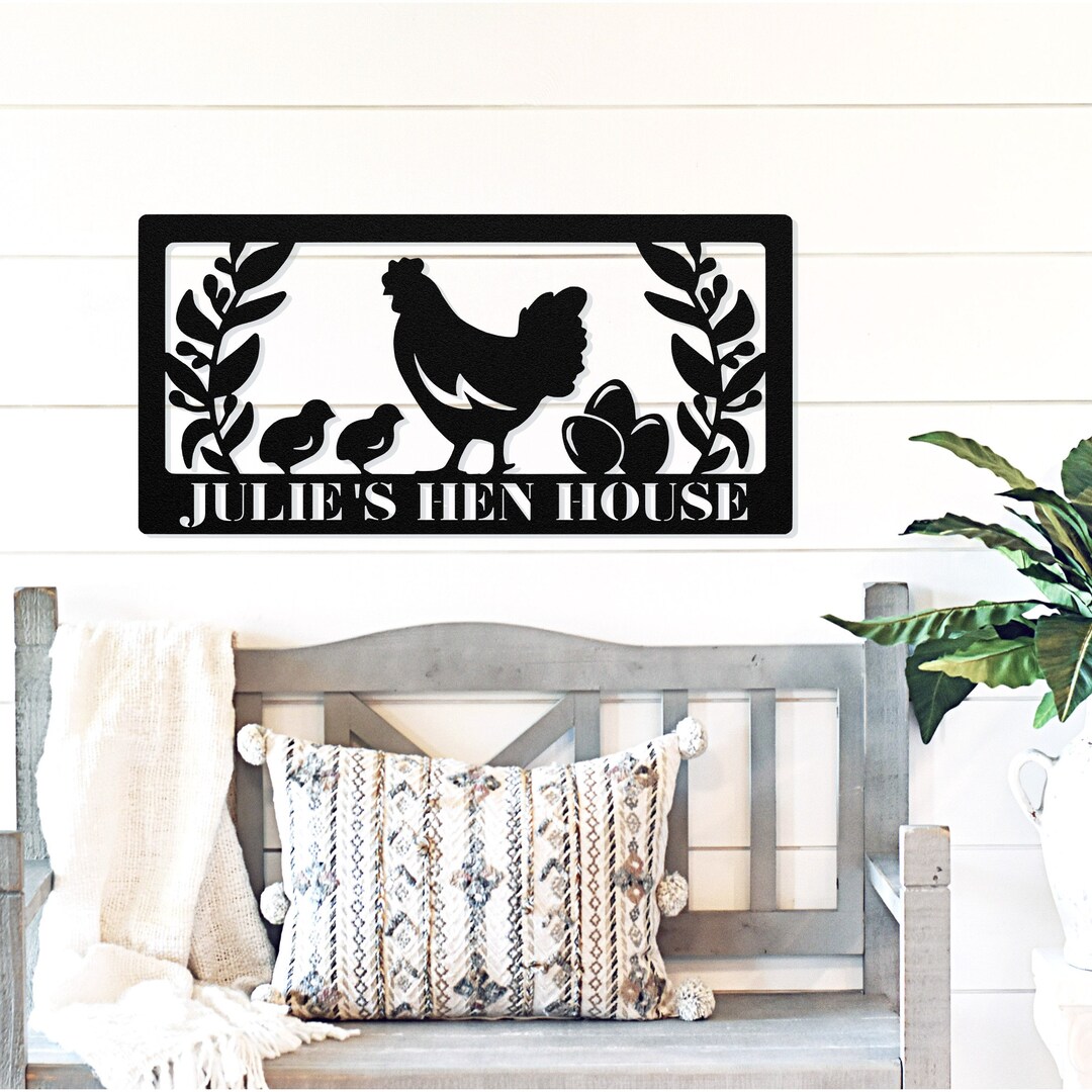 Hen House Metal Name Sign ~ Metal Porch Sign, Metal Tree Sign, Front ...
