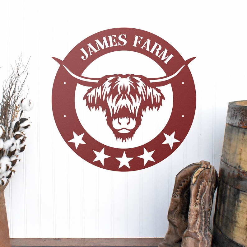Personalized Highland Cow Farm Sign Metal Porch Sign Metal - Etsy