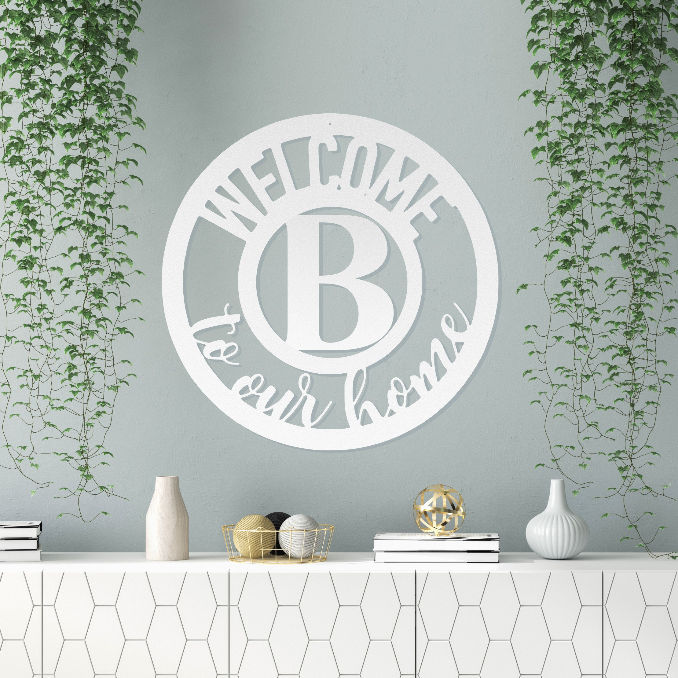 Welcome Family Monogram Sign ~ Metal Porch Sign, Custom Family Home ...