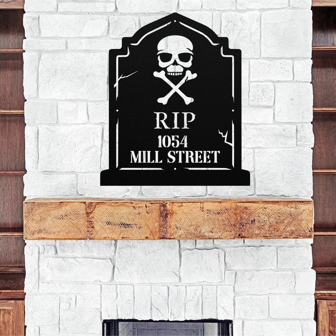 Tombstone Home Address Sign ~ Metal Porch Sign, Fall Door Hanger, Fall ...