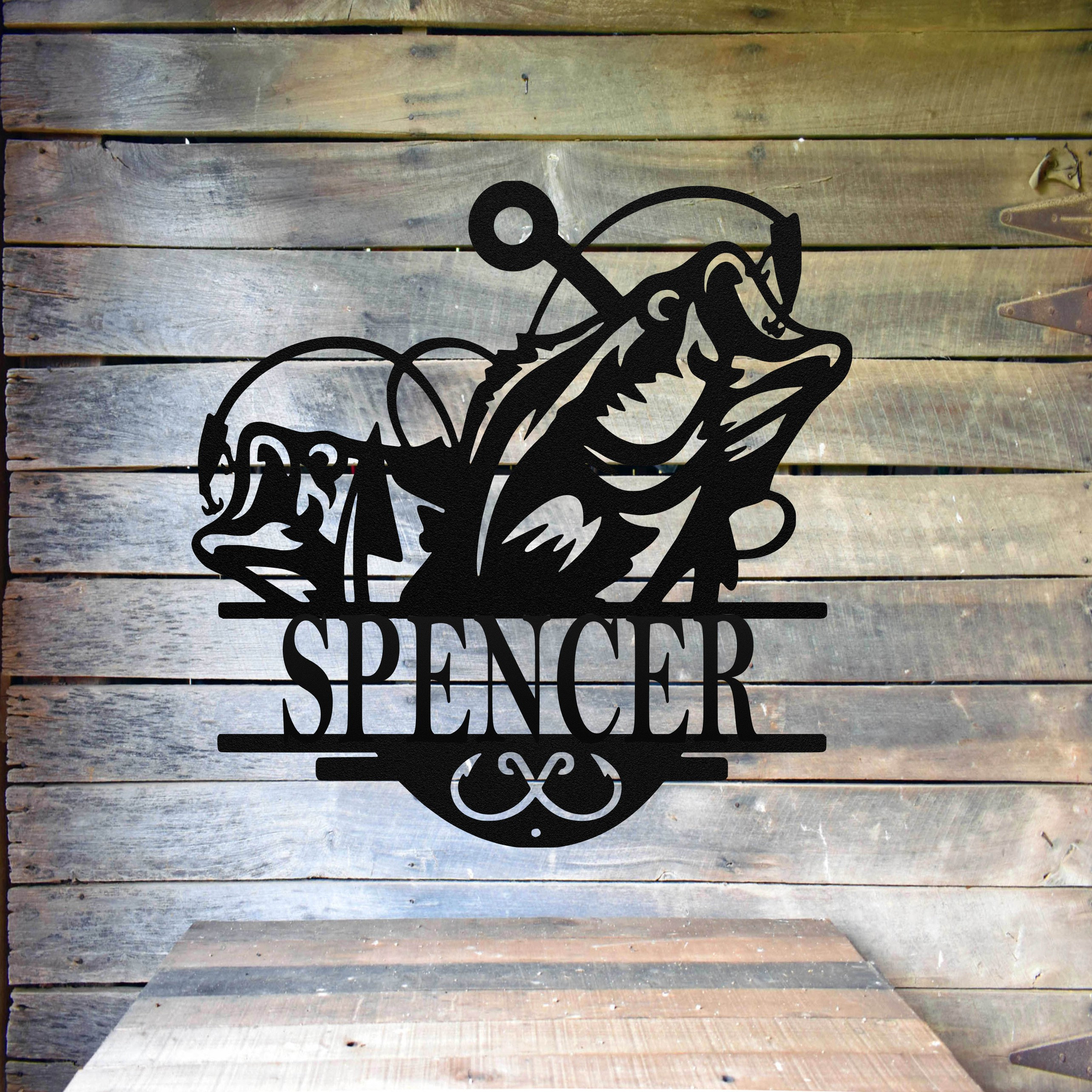 Fishing Monogram Sign Metal Porch Sign Metal Gate Sign | Etsy