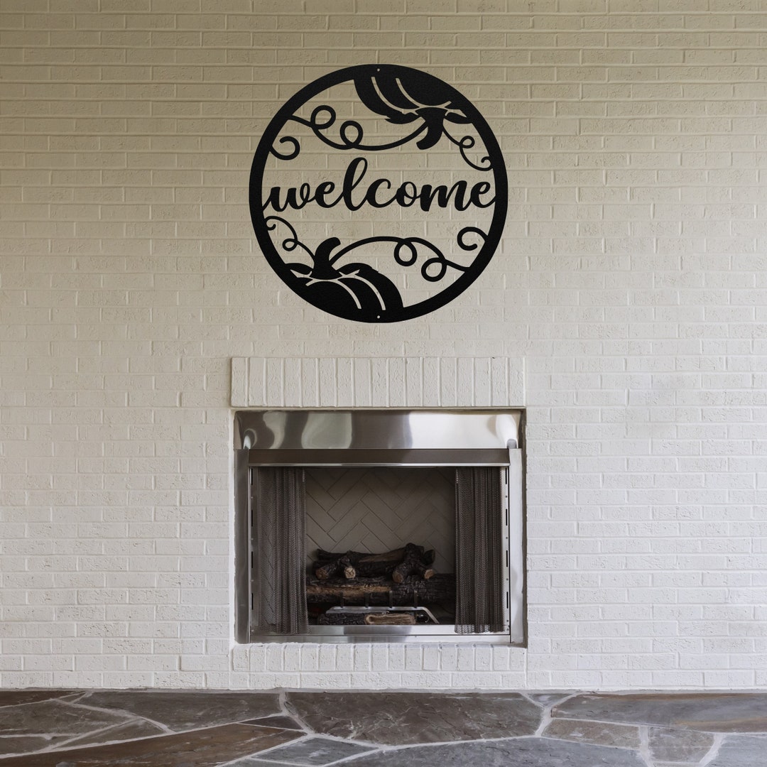 Welcome Pumpkin Metal Sign ~ Metal Porch Sign | Metal Autumn Sign ...