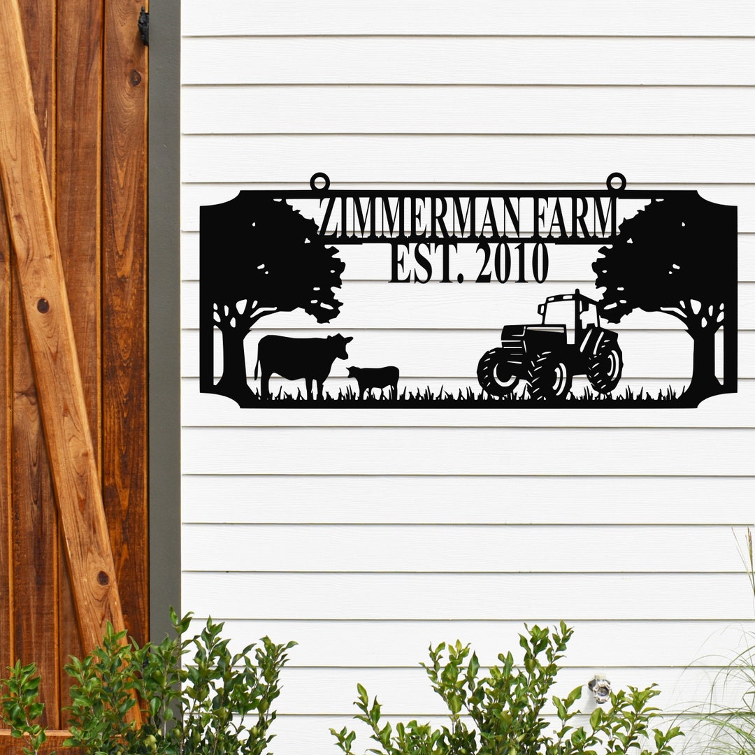 Monogram Farm Welcome Sign ~ Metal Porch Sign | Metal Gate Sign | Farm ...