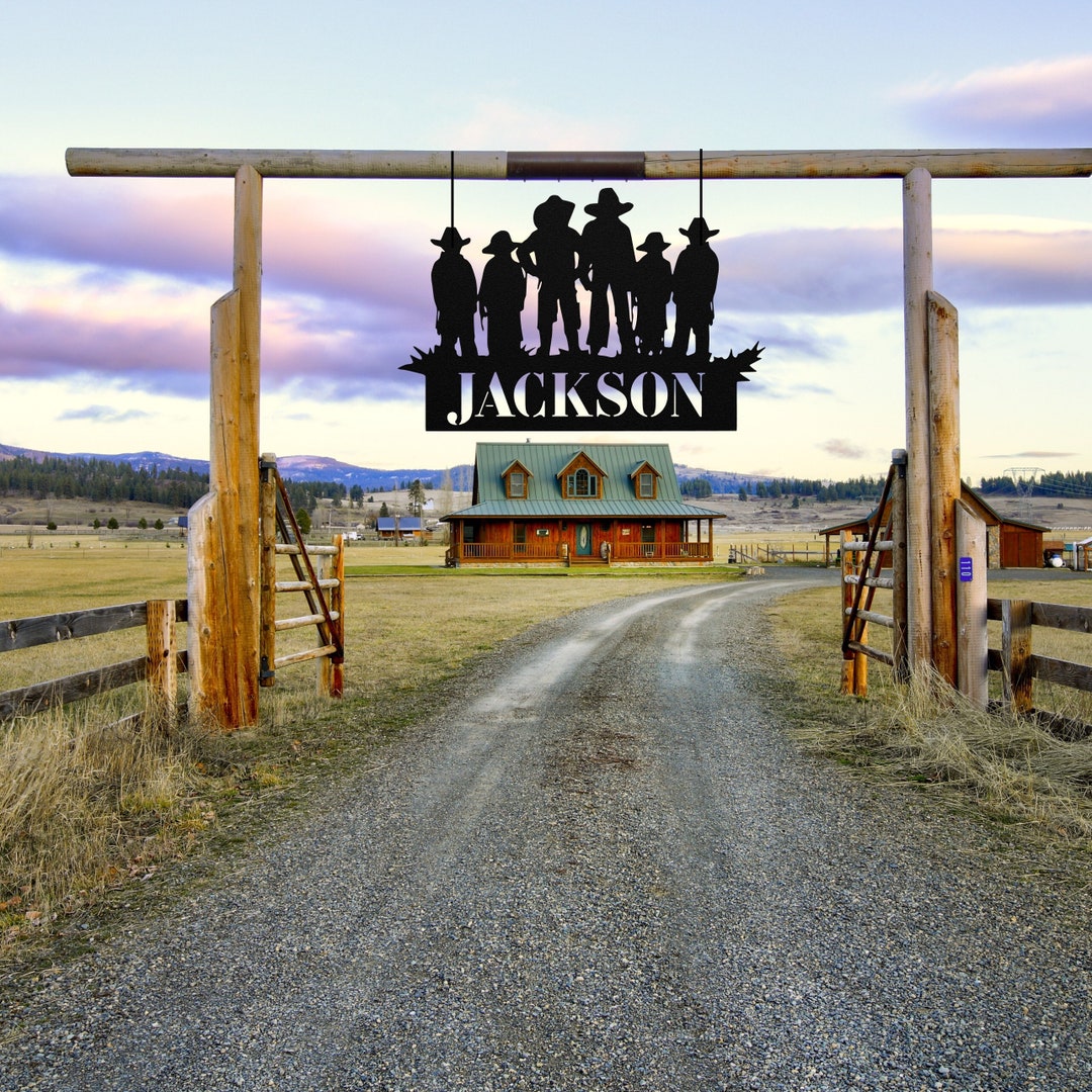 Cowboy Personalized Family Name Sign ~ Metal Porch Sign | Metal Gate ...