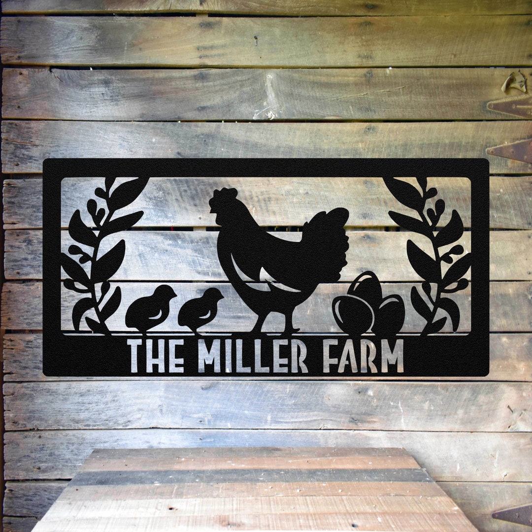 Monogram Chicken Farm Sign ~ Metal Porch Sign | Metal Gate Sign | Farm ...