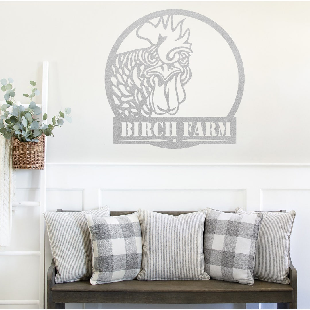 Monogram Chicken Farm Sign ~ Metal Porch Sign | Metal Gate Sign | Farm ...