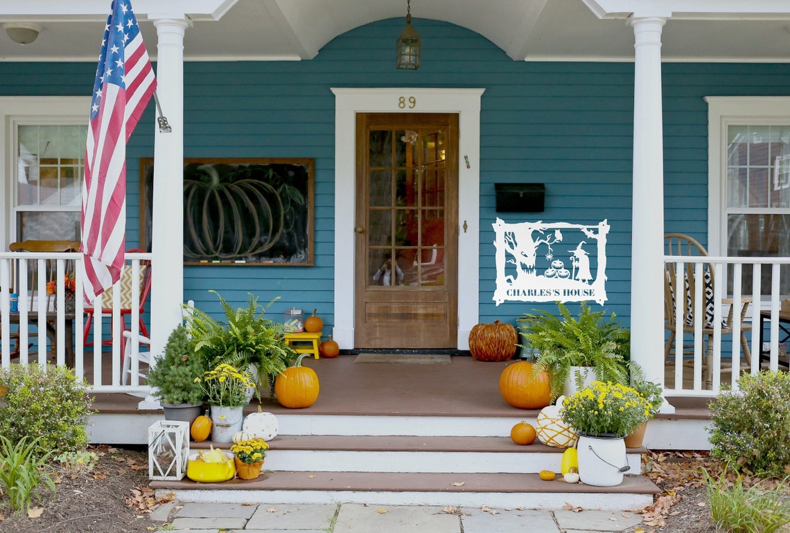 Spooky Witch Welcome Sign ~ Metal Porch Sign, Fall Door Hanger, Fall ...