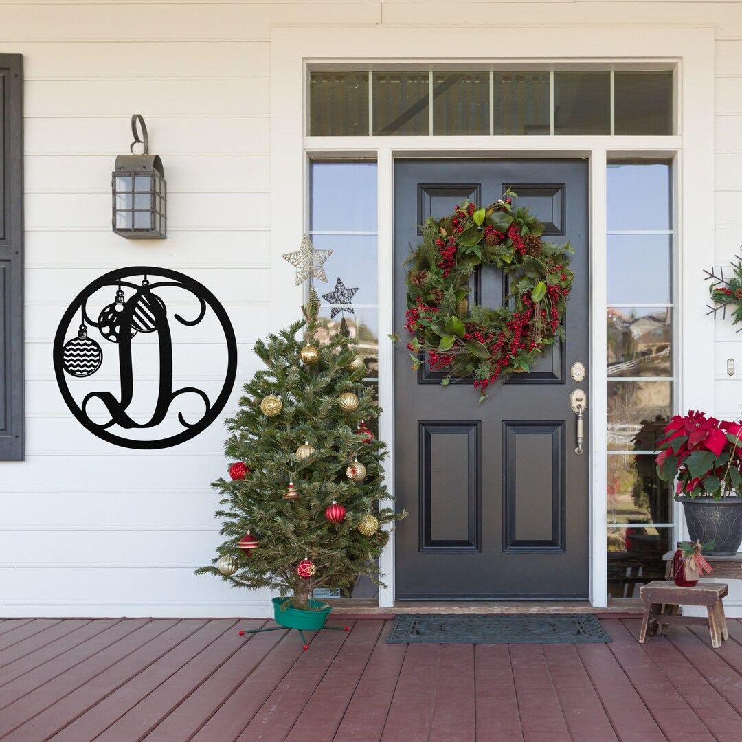 Ornament Monogram Custom Outdoor Sign ~ Christmas Door Hanger ...