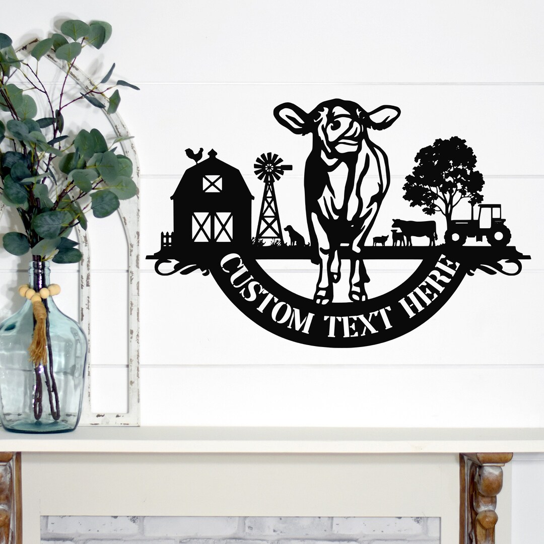 Personalized Cow Farm Sign ~ Metal Porch Sign | Metal Gate Sign | Farm ...