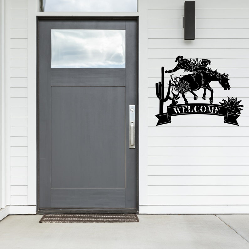 Welcome Cowboy Sign ~ Metal Porch Sign | Metal Gate Sign | Farm ...