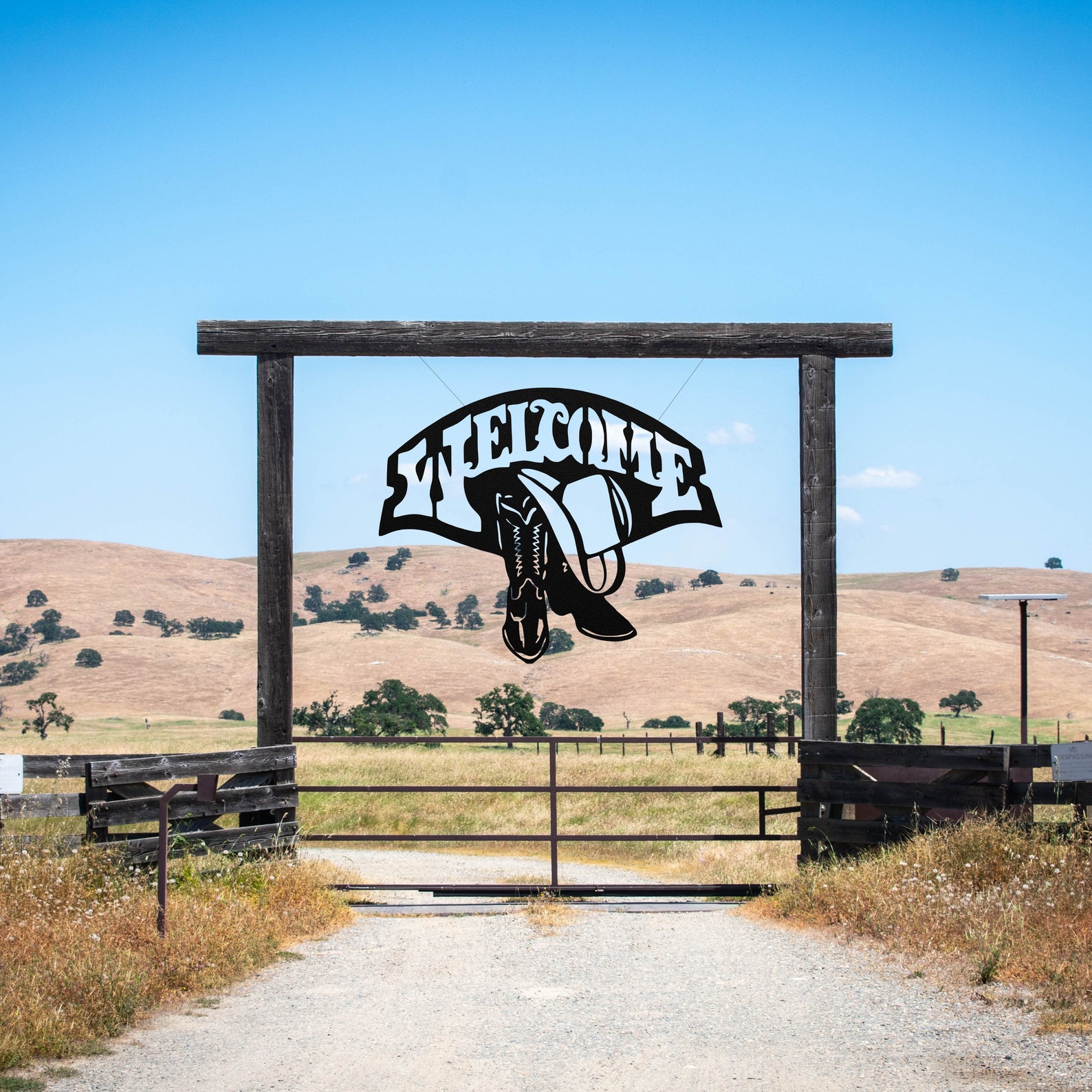 Welcome Cowboy Sign ~ Metal Porch Sign | Metal Gate Sign | Farm ...