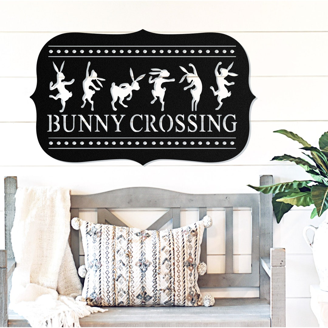 Bunny Crossing Sign ~ Metal Porch Sign | Front Door Sign | Personalized ...