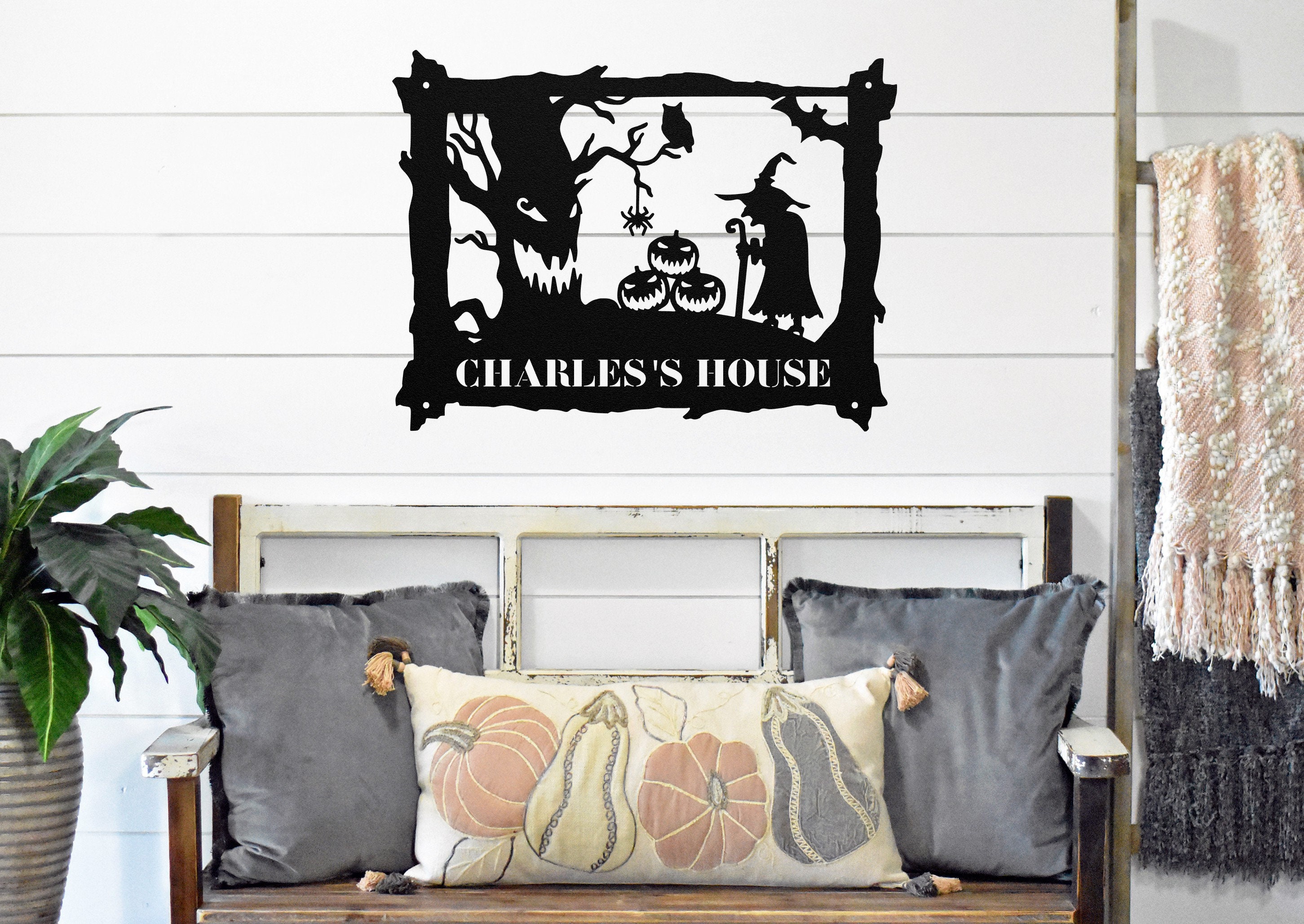 Spooky Witch Welcome Sign ~ Metal Porch Sign, Fall Door Hanger, Fall ...