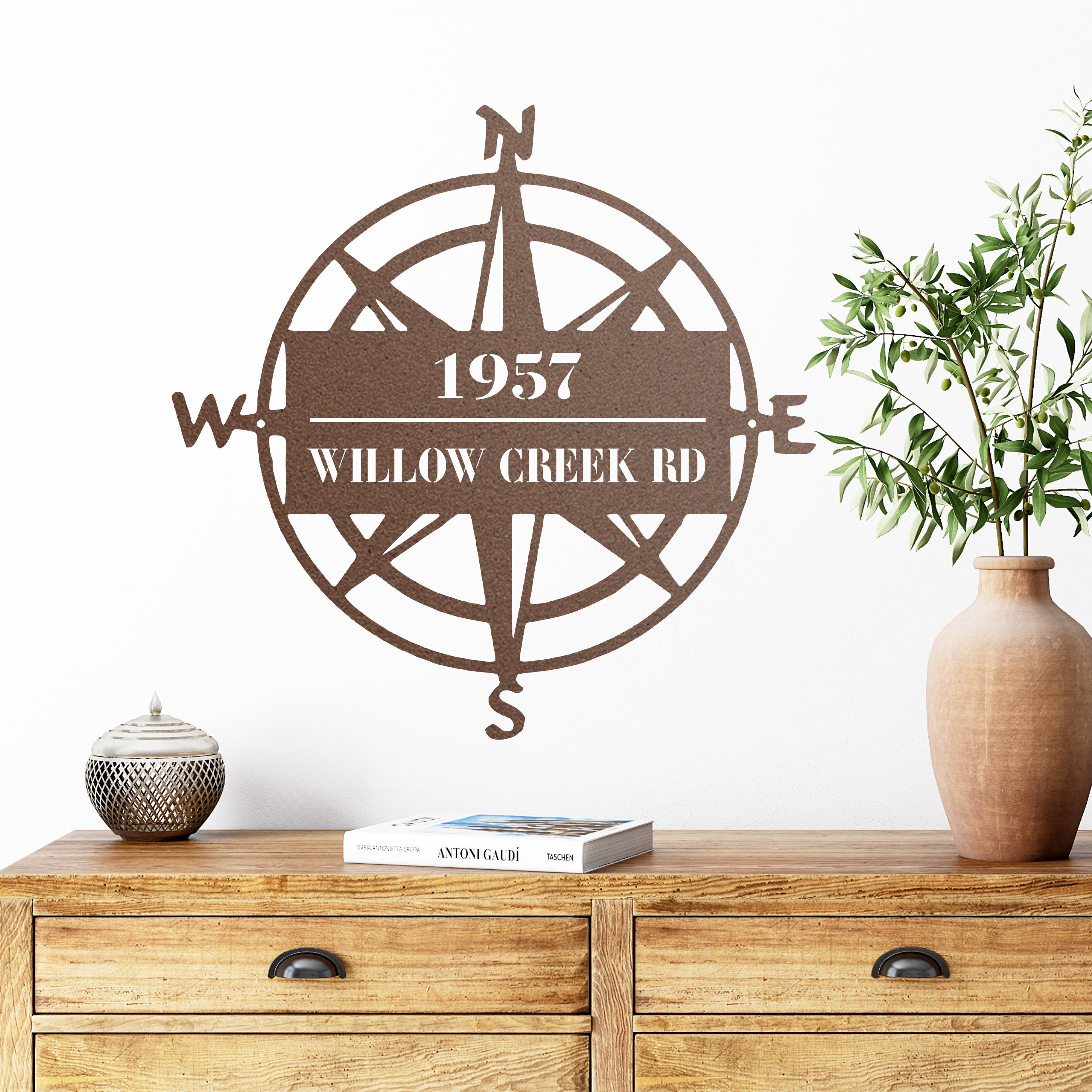Compass House Address Sign Metal Porch Sign House Number - Etsy