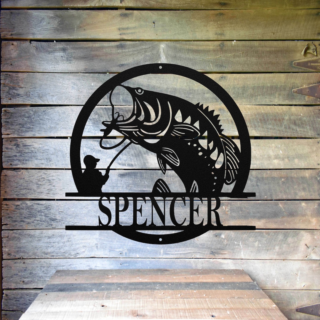 Fishing Monogram Sign ~ Metal Porch Sign | Metal Gate Sign | Farm ...