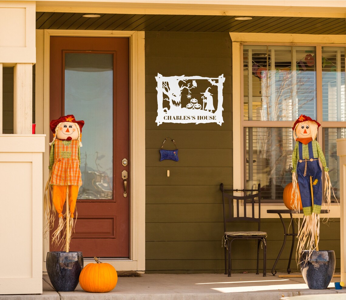 Spooky Witch Welcome Sign Metal Porch Sign Fall Door - Etsy