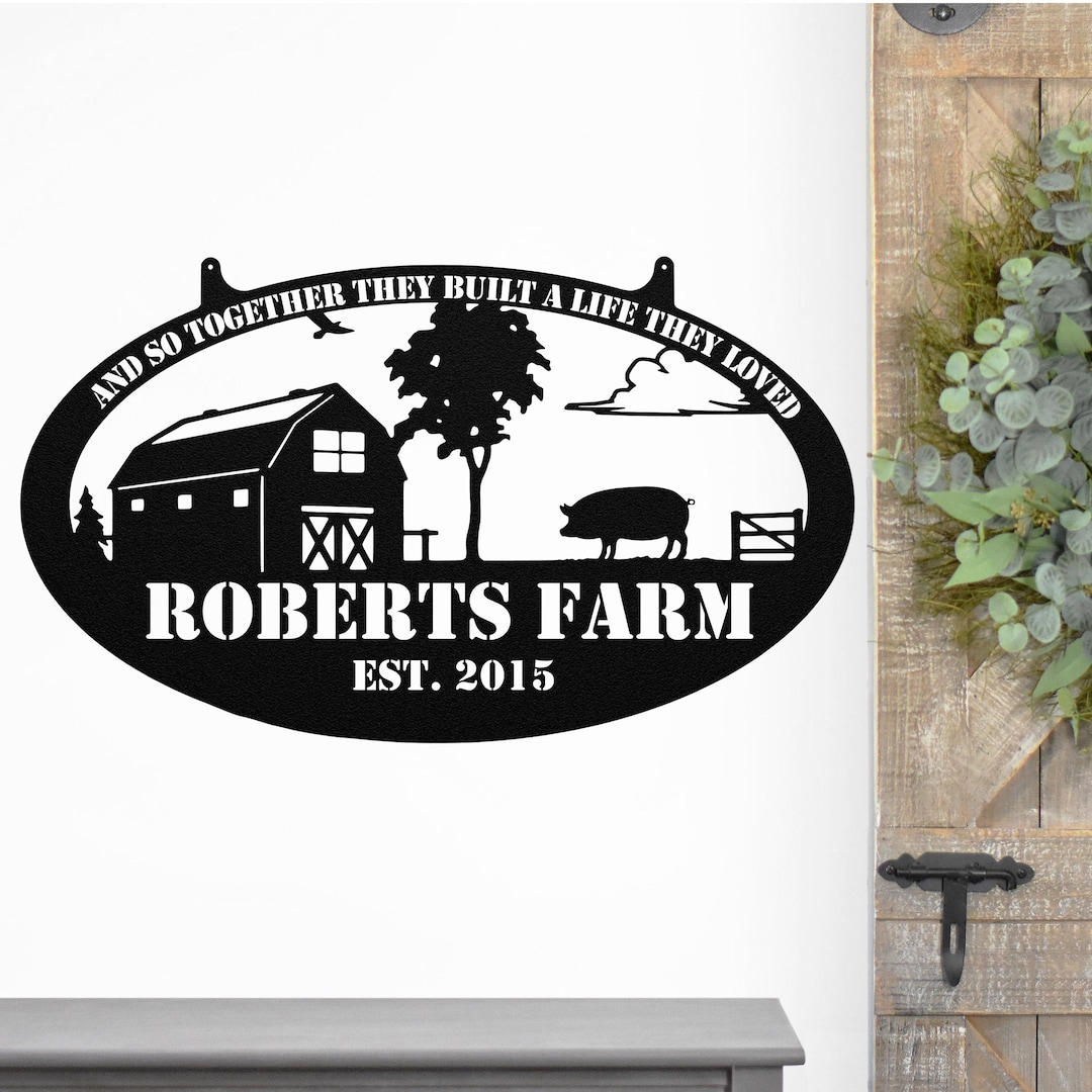 Pig Farm Monogram Sign ~ Metal Porch Sign | Metal Gate Sign | Farm ...
