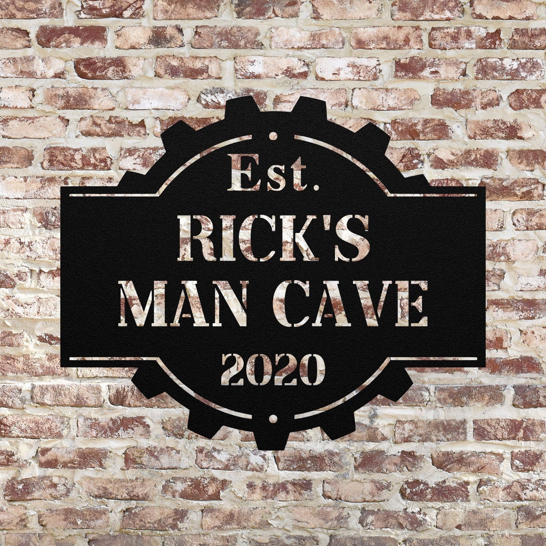Man Cave Metal Name Sign ~ Metal Porch Sign, Metal Tree Sign, Front ...